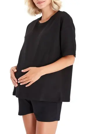 ACCOUCHEE Anytime Anywhere Maternity/nursing T-shirt With Side Zips - Black