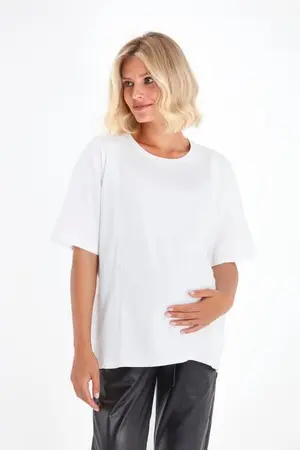 ACCOUCHEE Anytime Anywhere Maternity/nursing T-shirt With Side Zips - White