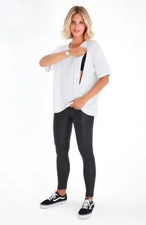 ACCOUCHEE Anytime Anywhere Maternity/nursing T-shirt With Side Zips - White