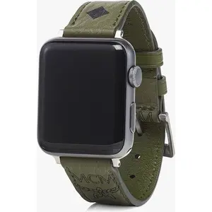 Mcm Apple Watch Band In Visetos - Green