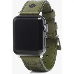 Mcm Apple Watch Band In Visetos - Green