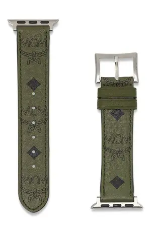 Mcm Apple Watch Band In Visetos - Green