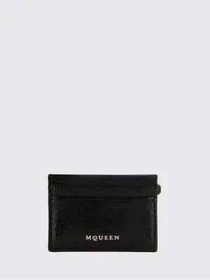 Alexander McQueen Crackled Leather Credit Card Holder - Black