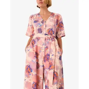 Whistles Floral-print Button-down Jumpsuit
