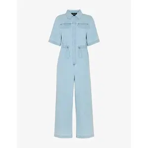 Whistles Drawstring-waist Short-sleeve Jumpsuit - Denim