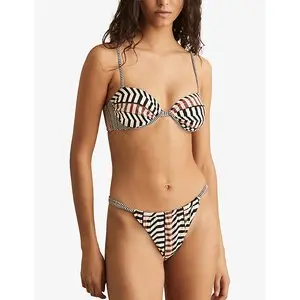 REISS Chevron-stripe Underwired Bikini Top