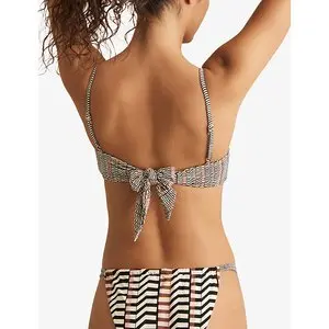REISS Chevron-stripe Underwired Bikini Top