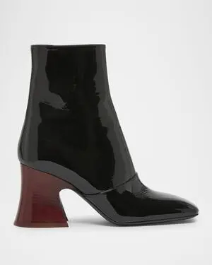 Chloé Janis Patent Leather Booties - Black