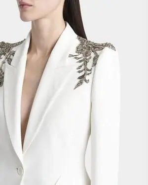 Alexander McQueen Crystal Embellished Single-breasted Blazer