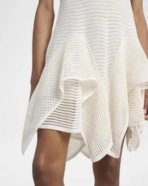 Alaïa Ladder Knit Sleeveless Midi Dress - White