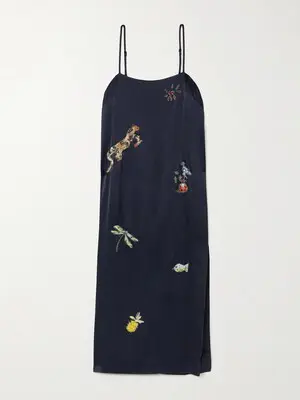 ALEMAIS Anouk Colantoni Fontaine Appliquéd Midi Dress - Blue
