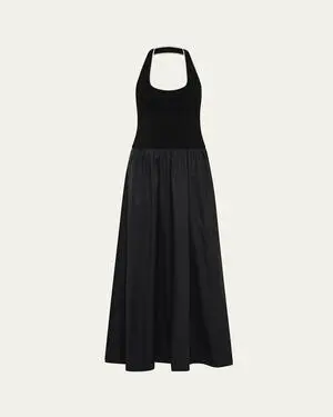 ST. AGNI Combo Halter Maxi Dress - Black