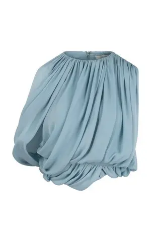 HEIRLOME Marie Draped Silk Top Blue