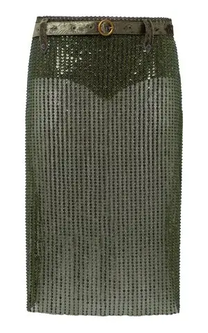 SIEDRES Estelle Sequined Pencil Skirt - Green