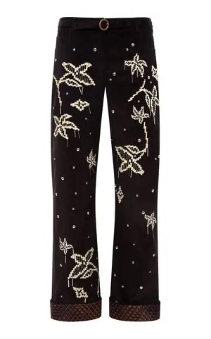 SIEDRES Vera Embroidered Corduroy Pants