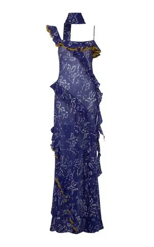 SIEDRES Monica Ruffled Chiffon Maxi Dress
