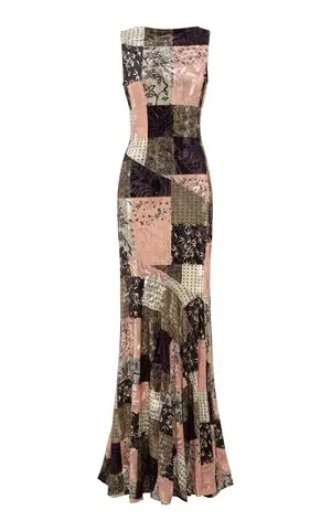 SIEDRES Fens Patchwork Velvet Maxi Dress - Multi