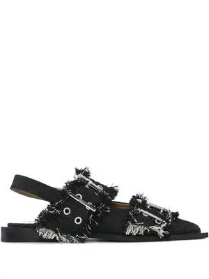 GANNI Denim Ballet Flats - Black