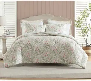 Laura Ashley Arden Floral Pink-green King Comfo Rter Set - One-color