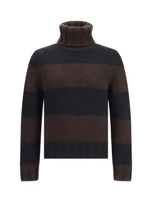 Dolce & Gabbana Striped Wool-Blend Turtleneck - Brown