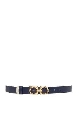 FERRAGAMO Salvatore Ferragamo Calf Leather Belt Navy/bone