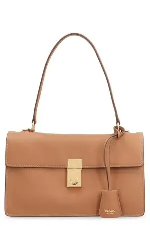 Prada Soft Sound Leather Shoulder Bag - Brown