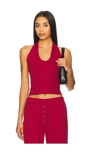 VIR VITA Pointelle Halter Top - Red