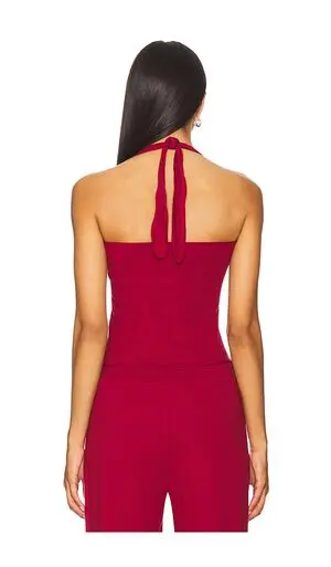 VIR VITA Pointelle Halter Top - Red