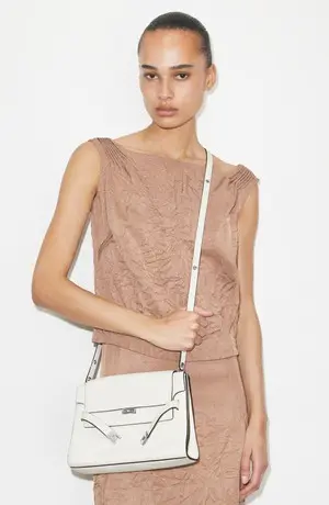 Tory Burch Large Lee Radziwill Pebble Leather Shoulder Bag - Ivory