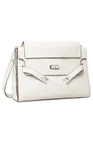 Tory Burch Large Lee Radziwill Pebble Leather Shoulder Bag - Ivory