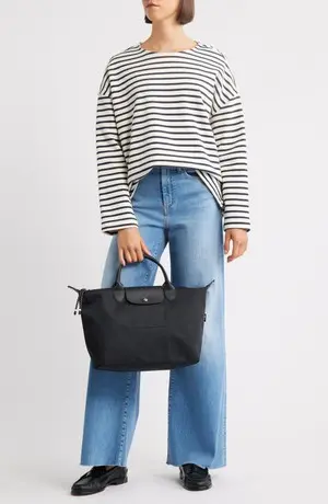 Longchamp Large Le Pliage Energy Recycled Canvas Hobo Bag - Black
