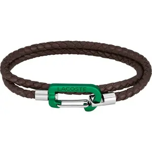 Lacoste Braided Leather Bracelet - Brown