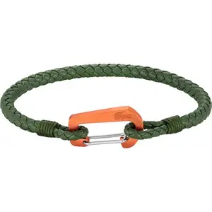 Lacoste Braided Leather Bracelet Green