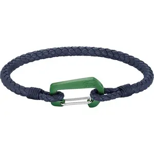Lacoste Braided Leather Bracelet - Navy