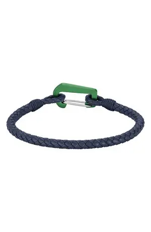 Lacoste Braided Leather Bracelet - Navy