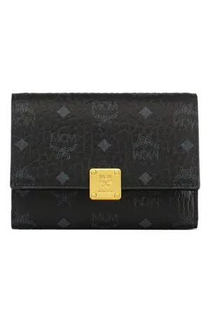 Mcm Aren Trifold Wallet In Visetos - Black