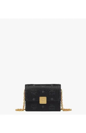 Mcm Aren Chain Wallet In Visetos - Black