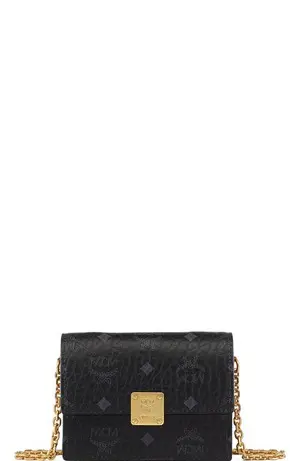Mcm Aren Chain Wallet In Visetos Black
