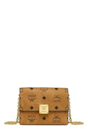 Mcm Aren Chain Wallet In Visetos - Brown