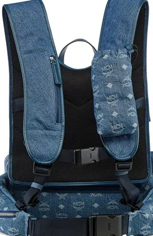 Mcm Monogram Denim Jacquard Modular Backpack - Blue
