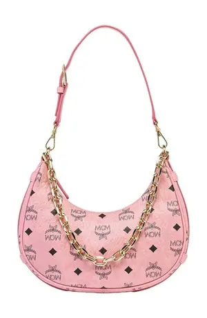 Mcm Visetos Aren Crescent Hobo Bag - Pink