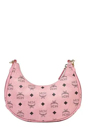 Mcm Visetos Aren Crescent Hobo Bag - Pink