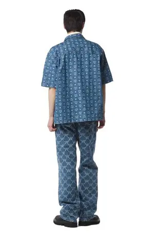 Mcm Monogram Shirt In Denim Jacquard - Blue