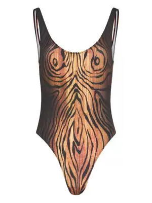 Jean Paul Gaultier Graphic Print Swimsuit - Black