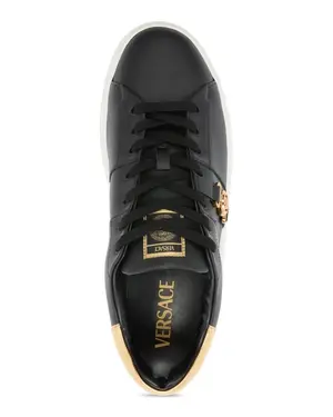 Versace La Greca Leather Sneakers - Black/gold