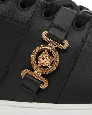 Versace La Greca Leather Sneakers - Black/gold
