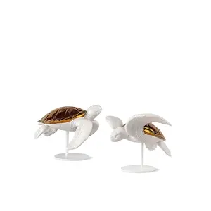 LLADRO Sea Turtles Couple, White-copper - Multi