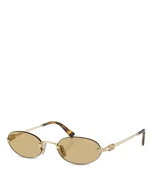 Miu Miu Oval Sunglasses, 51mm - Pale Gold