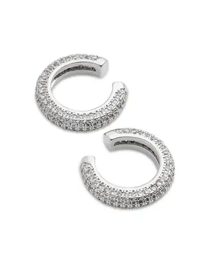 Shashi Micro Pave Cuff Earrings - Silver