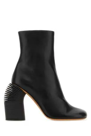 Off-White Leather Ankle Boots - Black